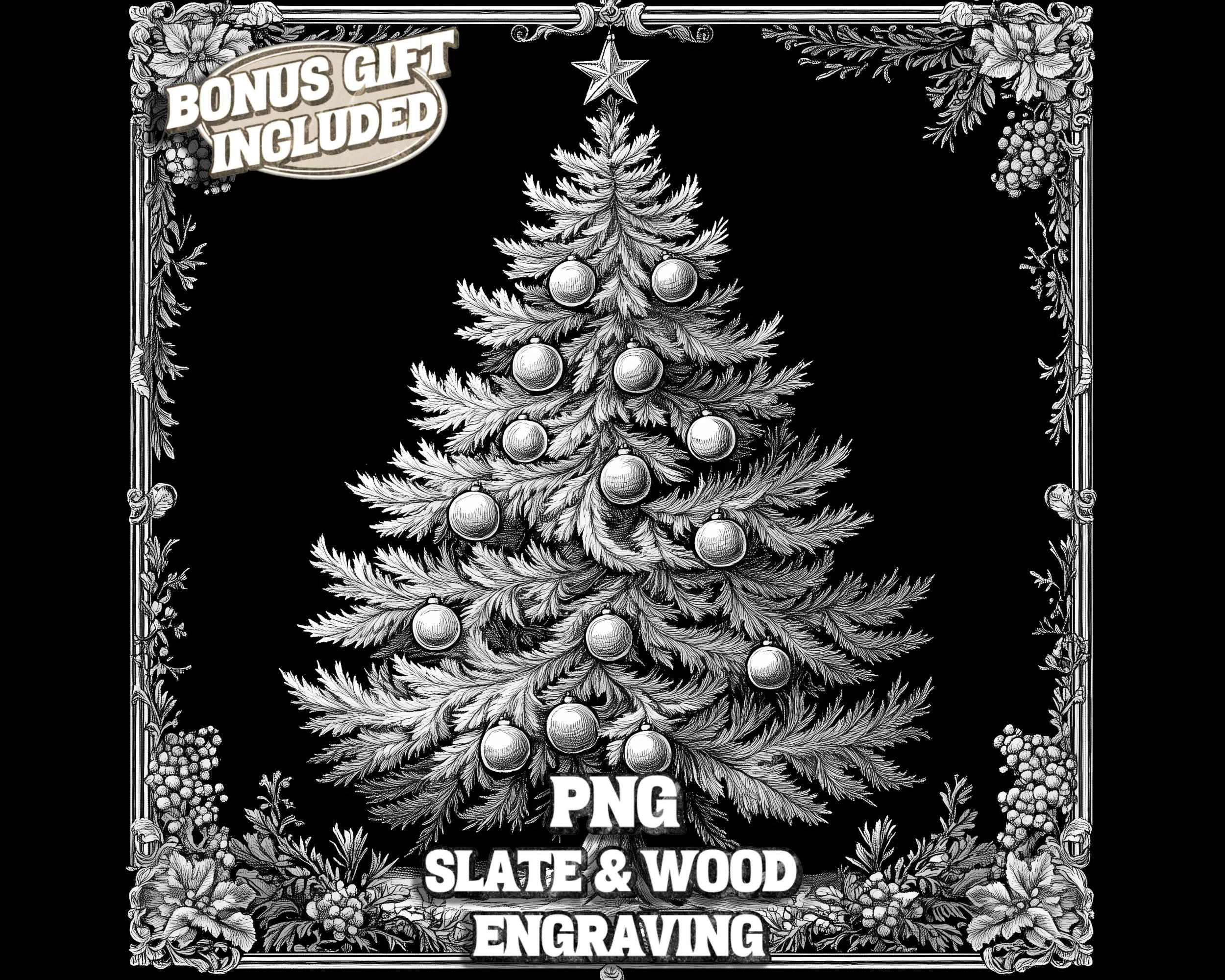 Christmas Tree Laser Engraving PNG, Festive Decorated Christmas Laser ...