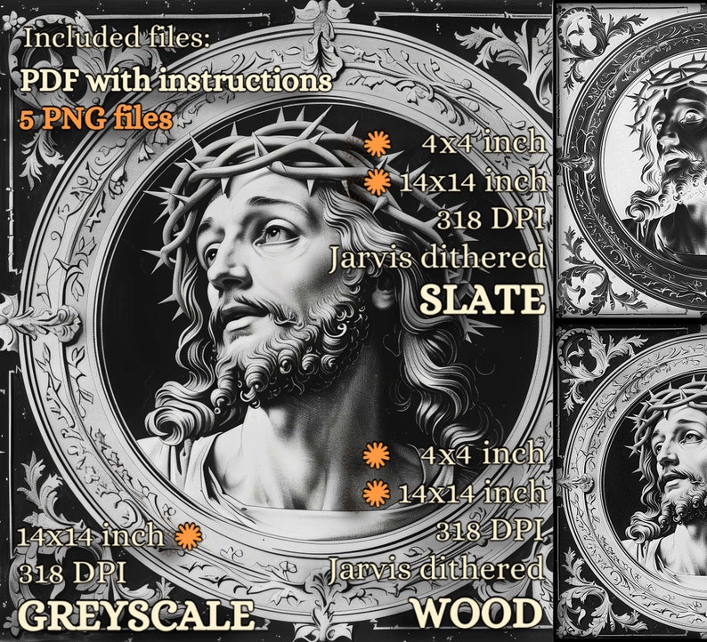 Jesus Christ Laser Burn PNG, Glowforge Christian Engraving File, Lightburn Religious Art, Xtool ...