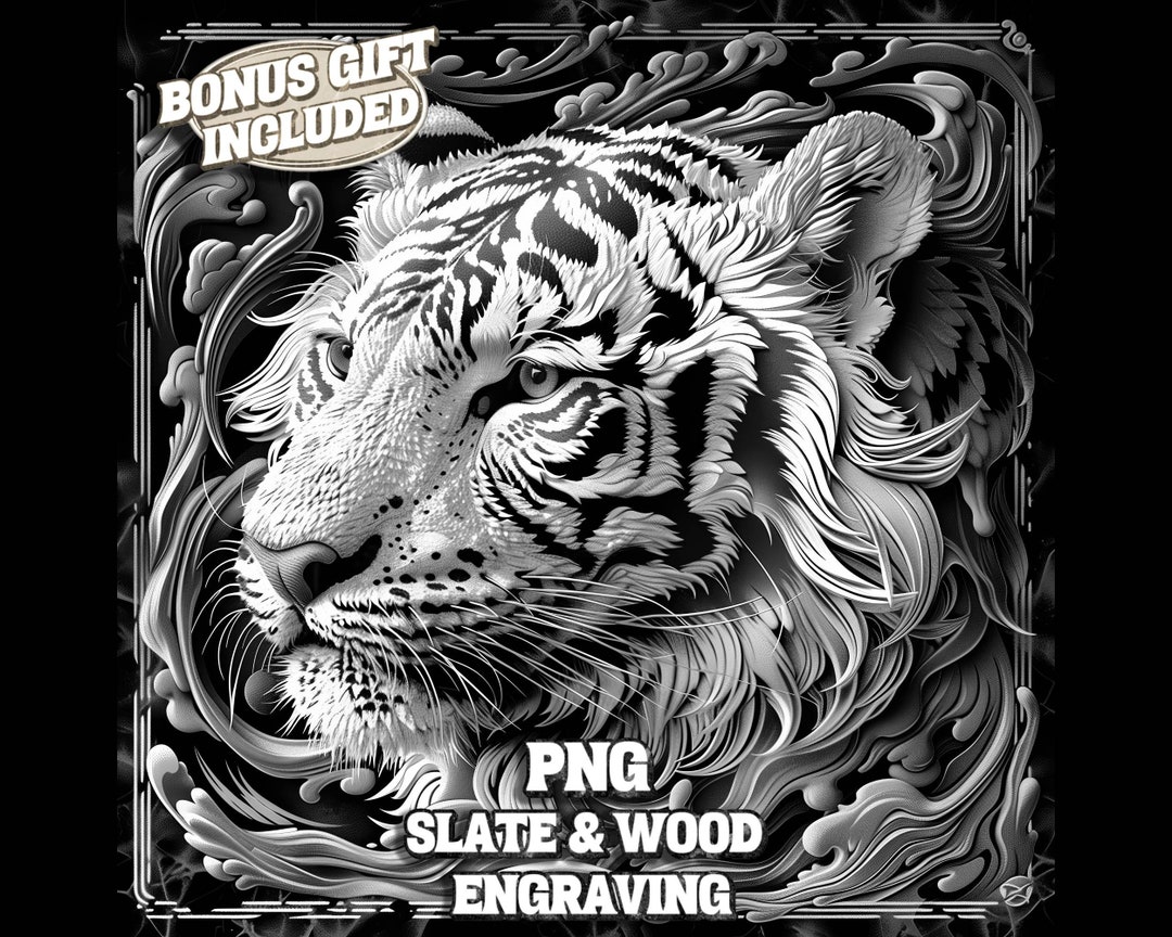 Tiger 3D Illusion PNG Laser File, Abstract Tiger PNG, Slate Coaster ...