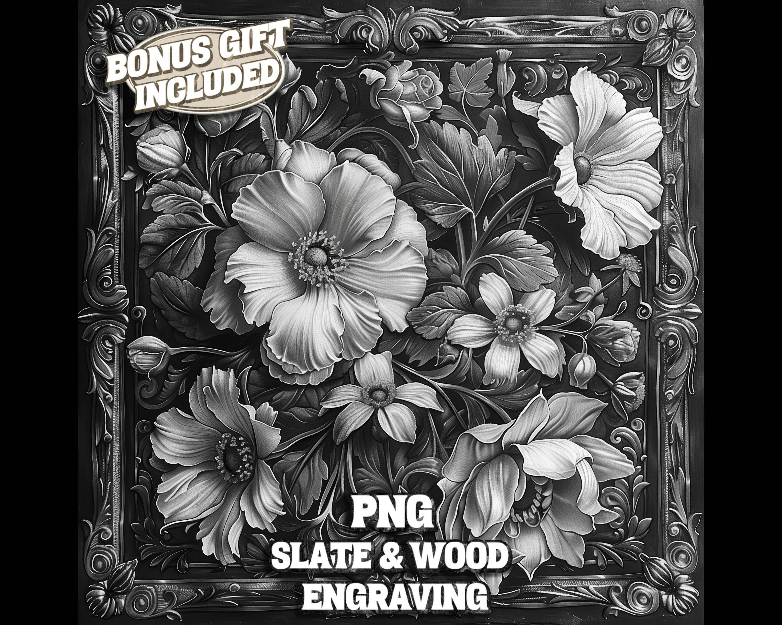 Wildflowers Laser Engraving PNG, Vintage White Flowers PNG, Antique ...