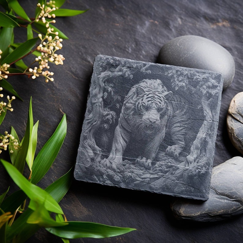 Tiger 3D Illusion PNG Laser File, Jungle Tiger Engrave PNG, Slate ...