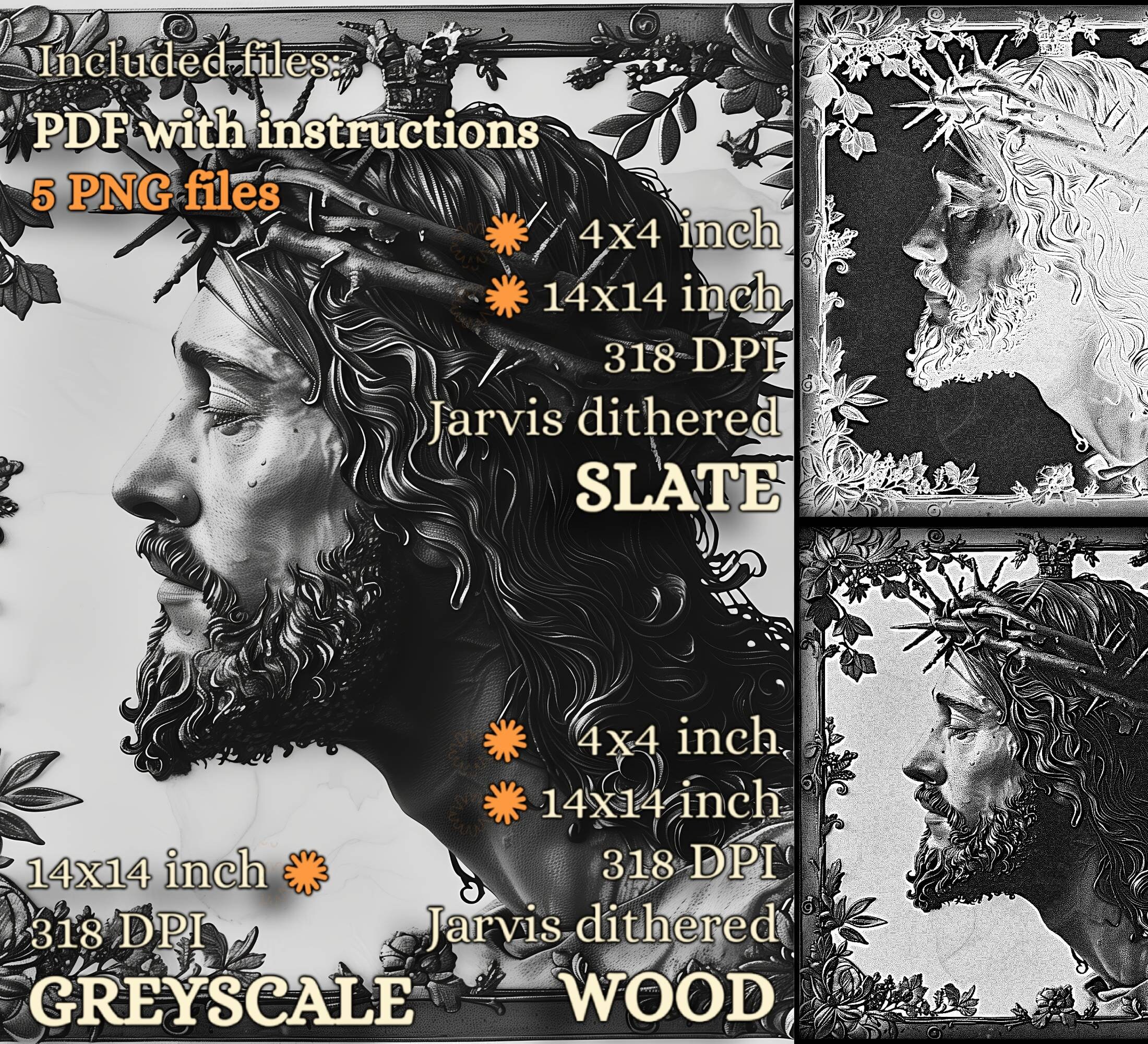 Jesus Christ Laser Burn PNG, Glowforge Christian Engraving File ...