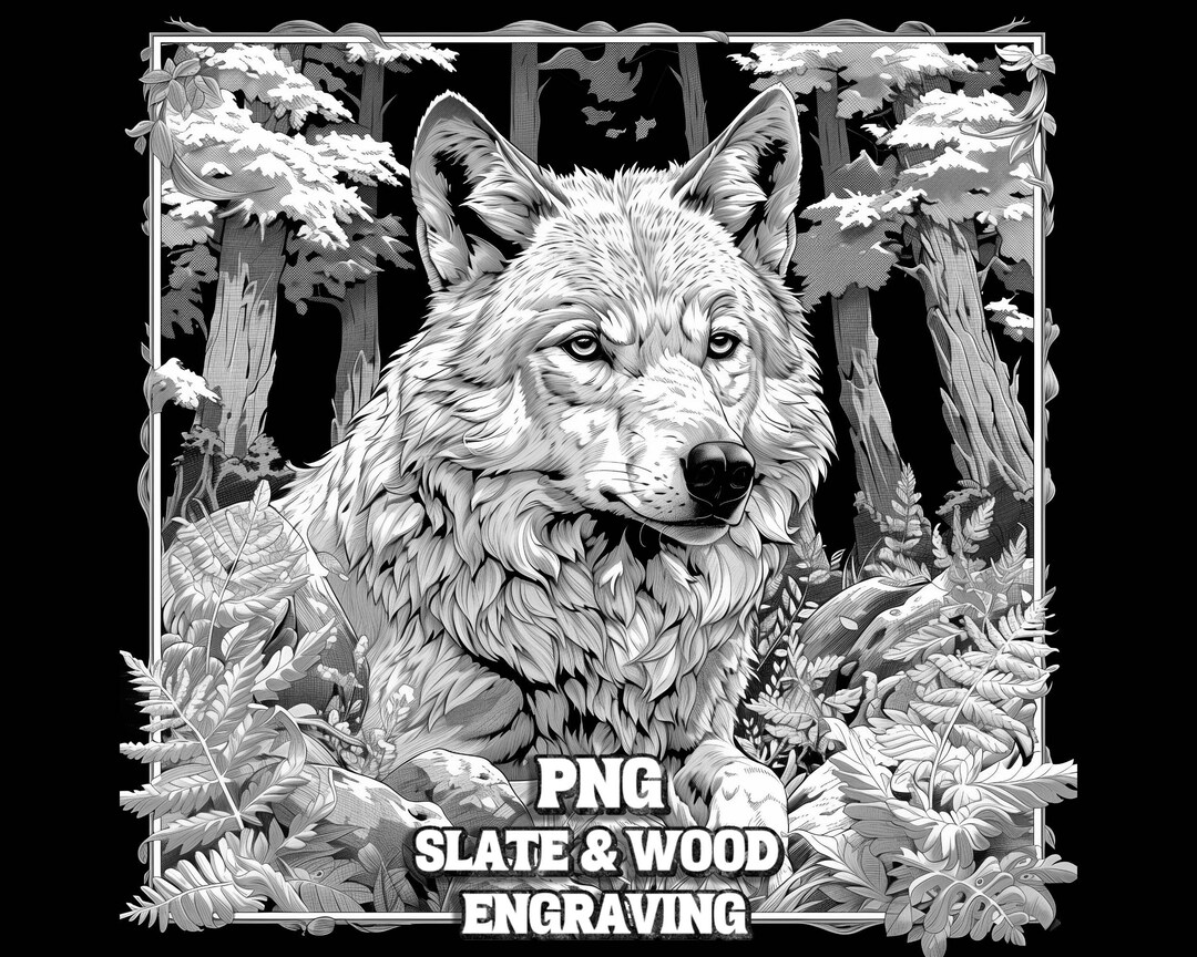 Wolf Laser Burn PNG, Anime Style Engrave File, Slate Coaster Engraved ...