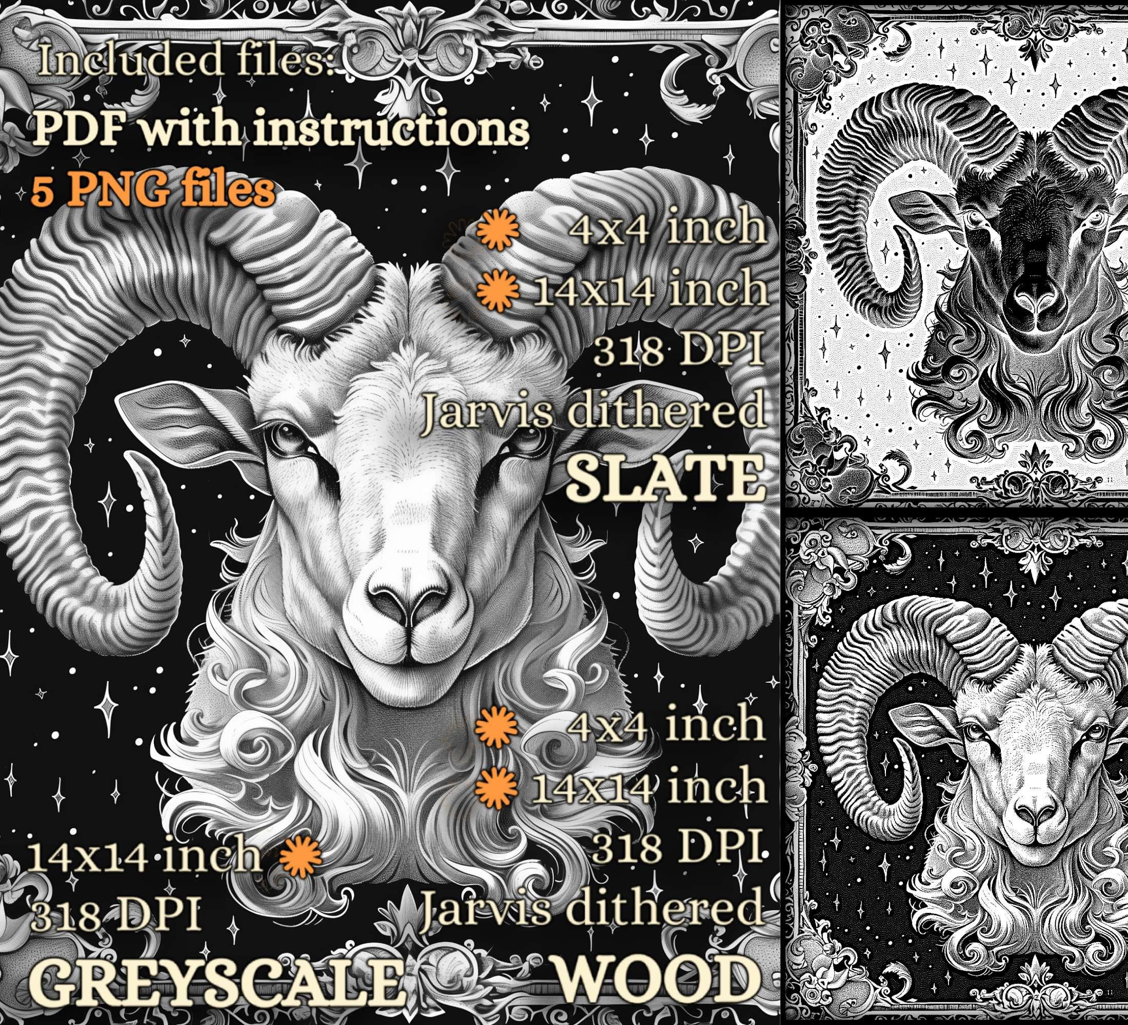 Laser Engrave PNG, Aries Zodiac Sign Laser Burn File, Horoscope Gift ...
