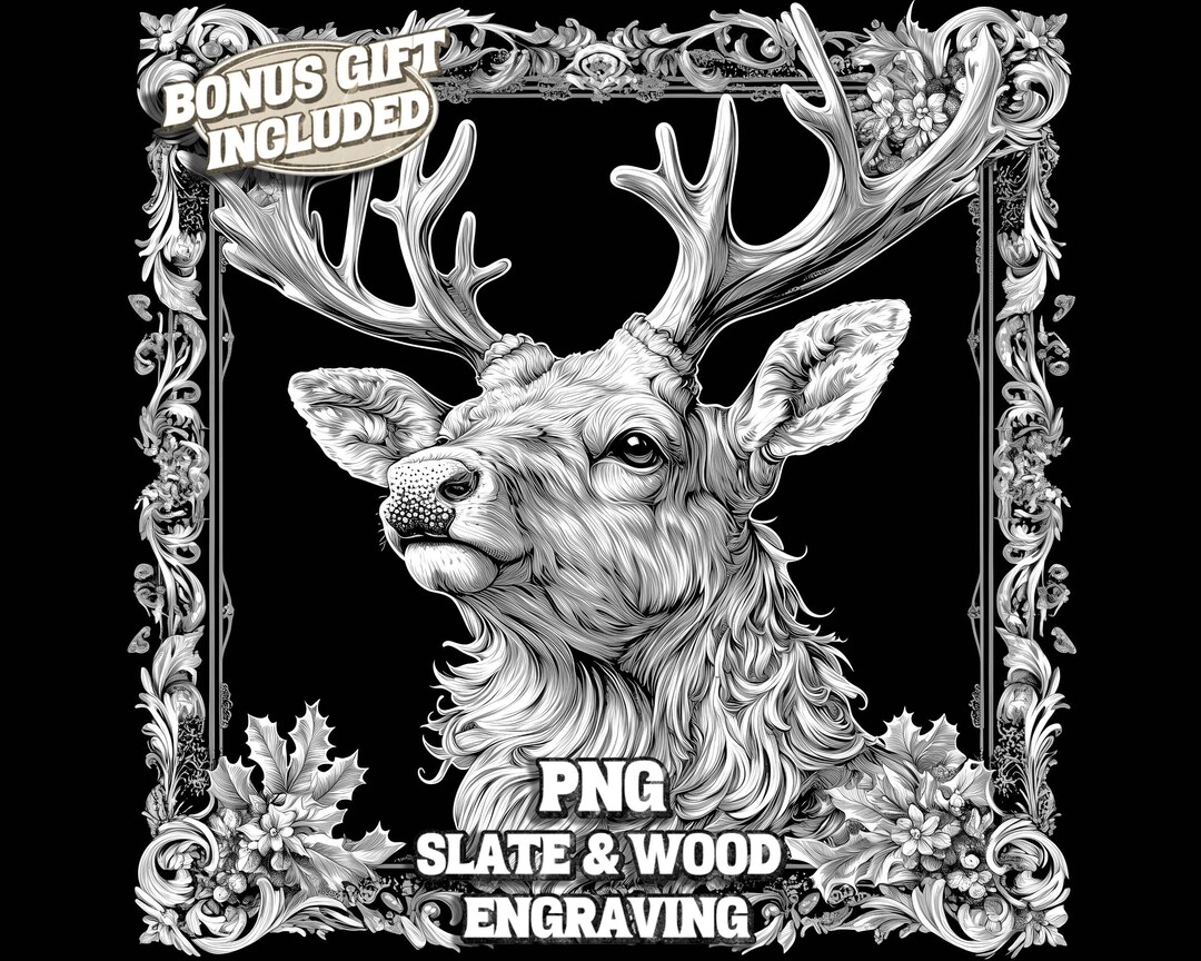 Reindeer Laser Engraving PNG, Festive Christmas Deer Laser Burn File ...