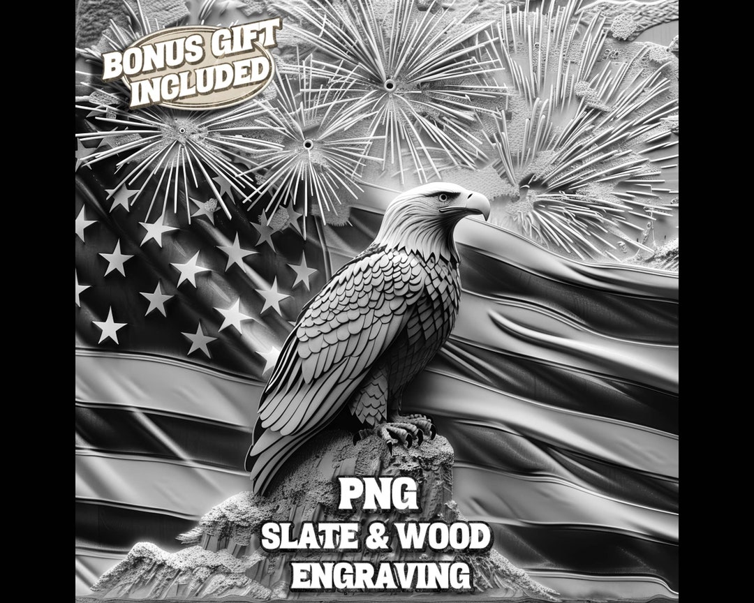 Laser Engrave 3D PNG File, American Bald Eagle Engraving PNG ...
