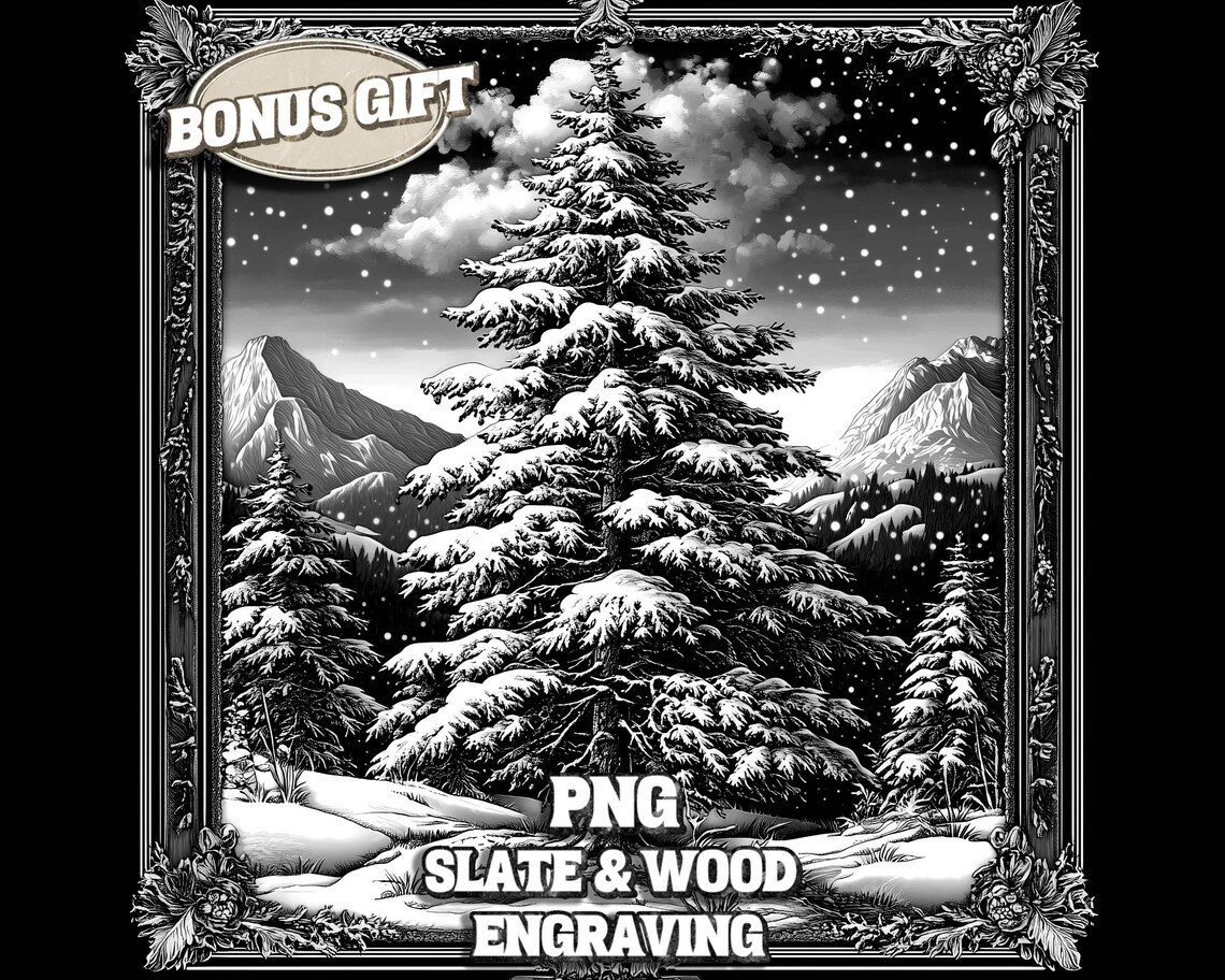 Snow Globe Laser Burn PNG, Snowy Winter Landscape Laser Engraving File ...
