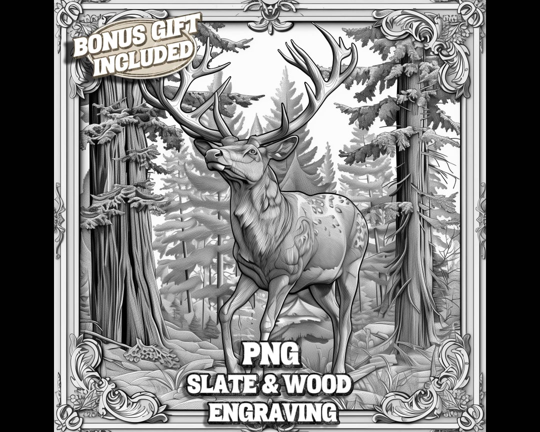 Deer 3D Illusion PNG Laser File, Stag Engrave PNG, Slate Coaster ...