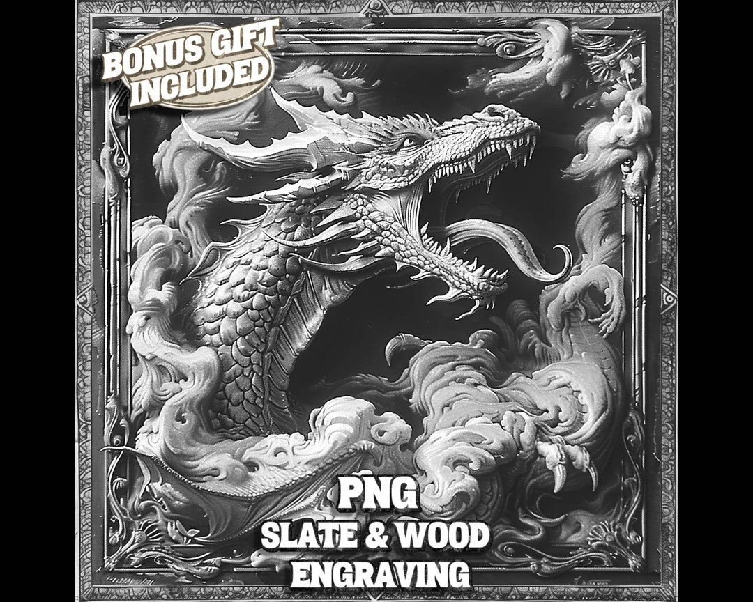 Laser Engrave PNG File, Dragon Engraving PNG, Angry Dragon Laser Burn ...