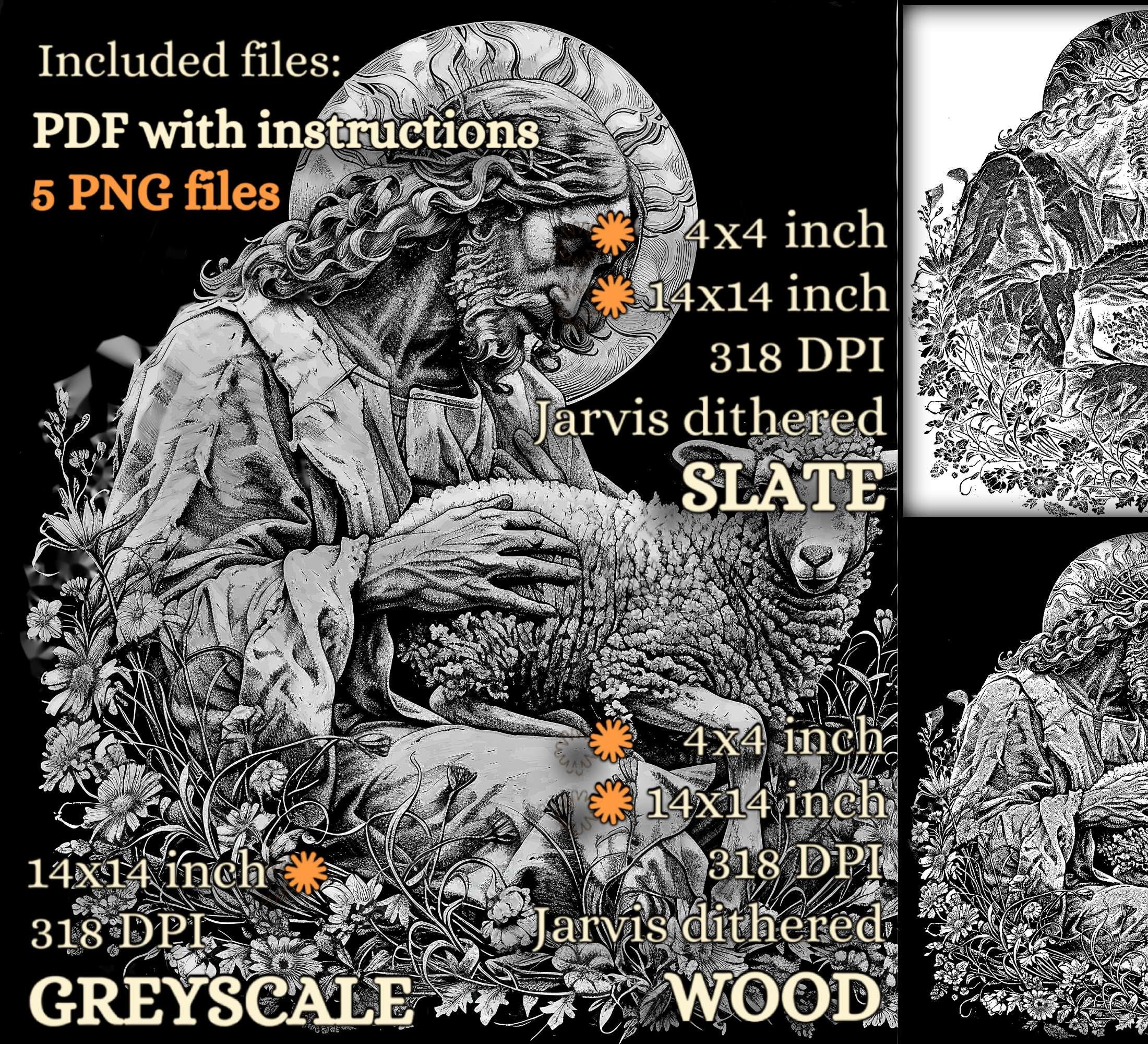 Jesus and a Lamb Engrave PNG, Christian Engraving File, Good Shepherd ...