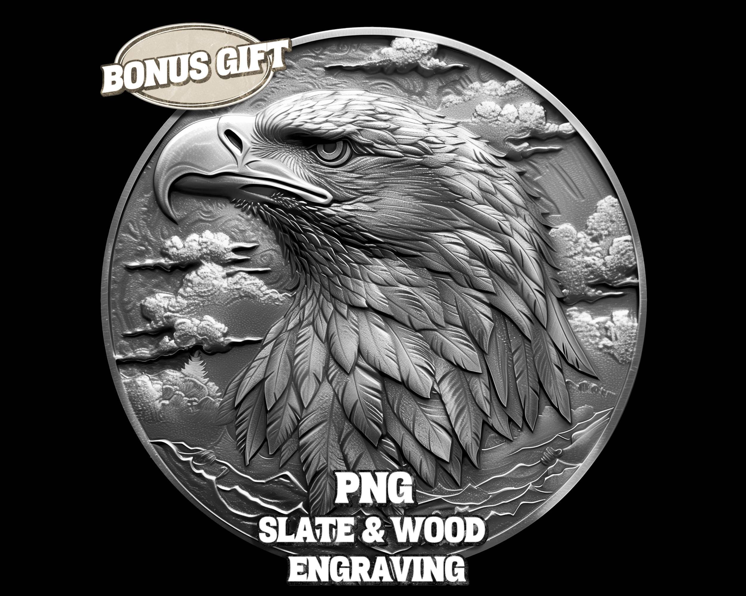 Laser Engrave 3D PNG File, American Bald Eagle Engraving PNG ...