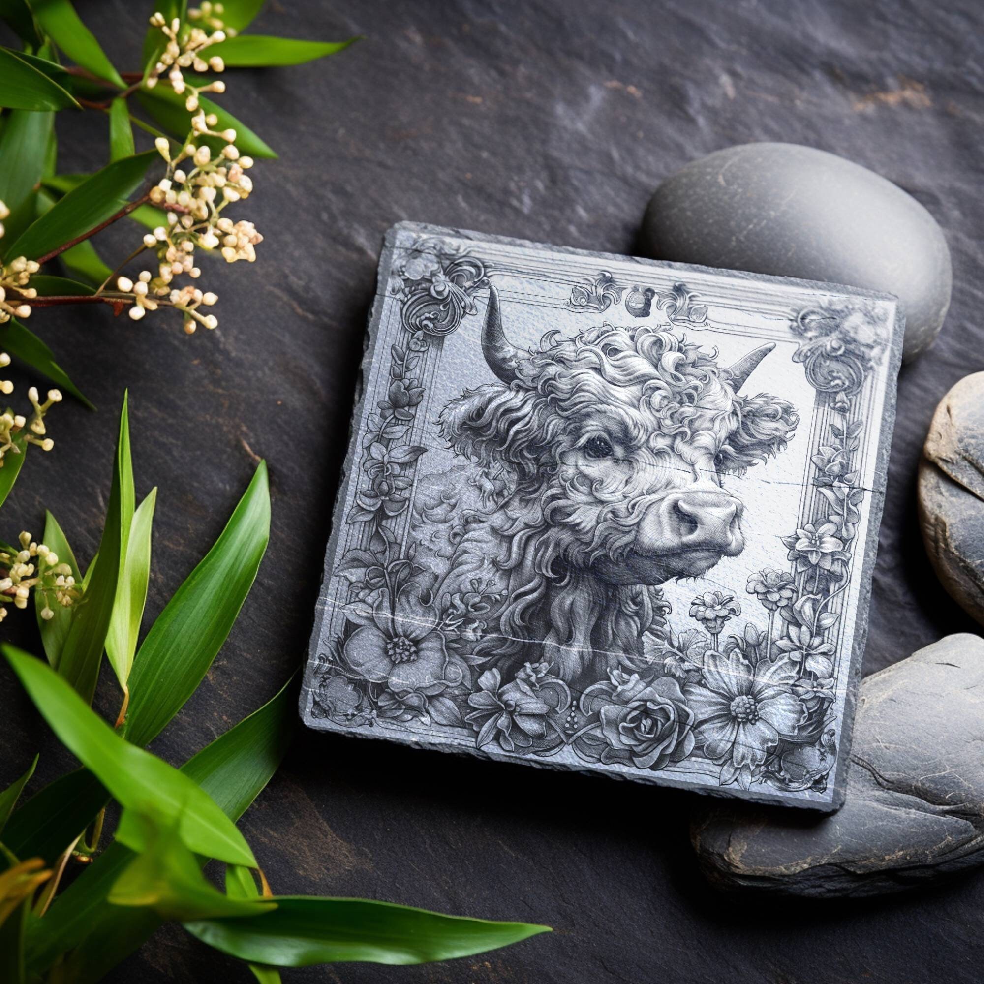 Cute Highland Cow Laser Engraving PNG, Baby Highland Cow With ...