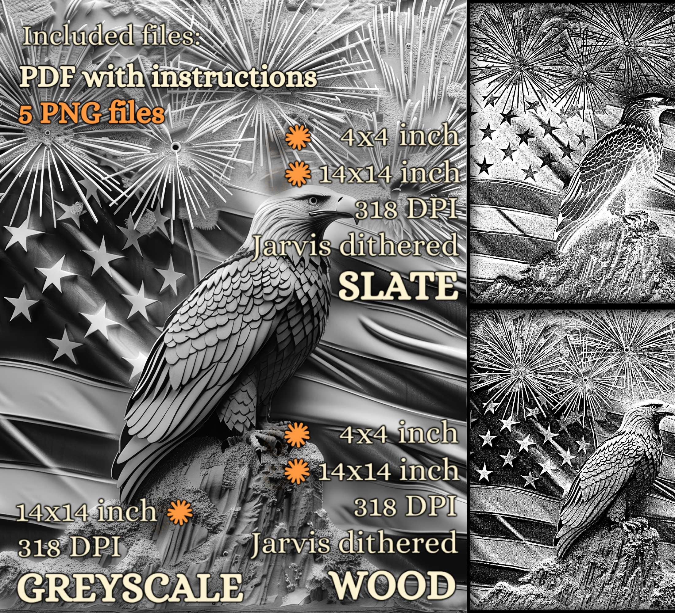 Laser Engrave 3D PNG File, American Bald Eagle Engraving PNG ...