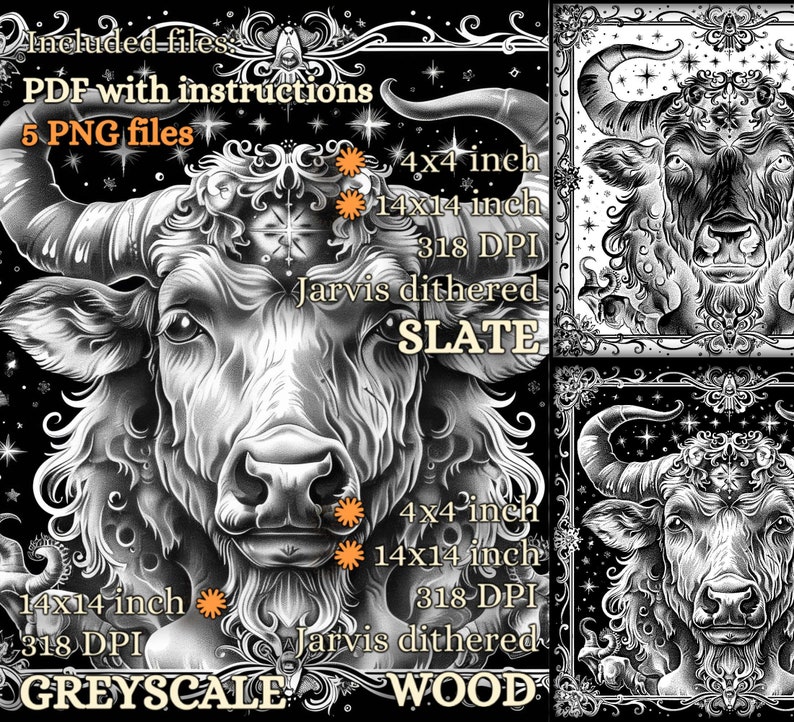 Laser Engrave PNG, Taurus Zodiac Sign Laser Burn File, Horoscope Gift ...