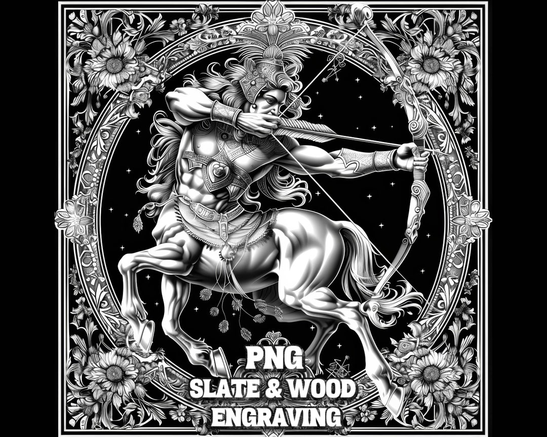 Laser Engrave PNG, Sagittarius Zodiac Sign Laser Burn File, Horoscope ...