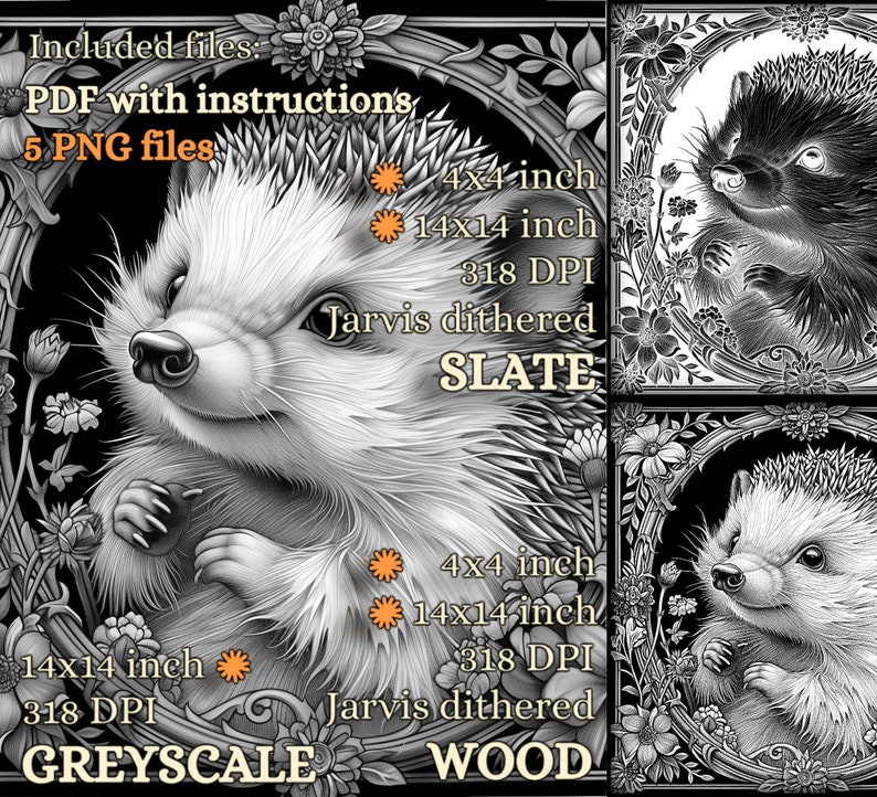 Cute Hedgehog Laser Engraving PNG, Baby Hedgehog With Wildflowers PNG ...
