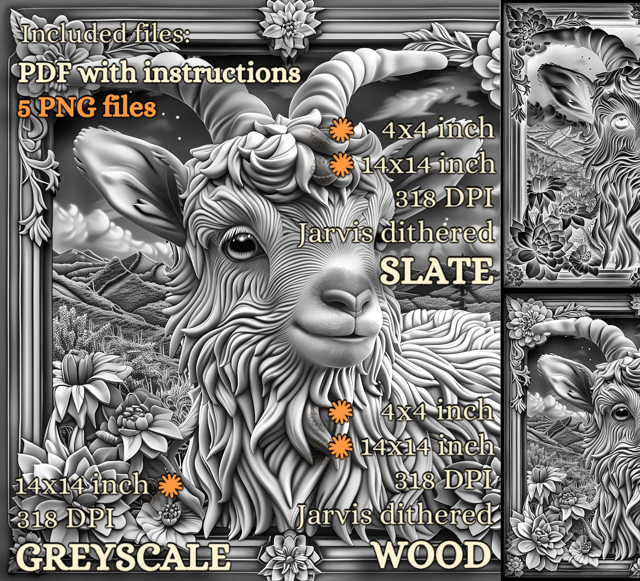Pygmy Goat Laser Burn 3D Illusion PNG, Cute Baby Animal Engraving File ...