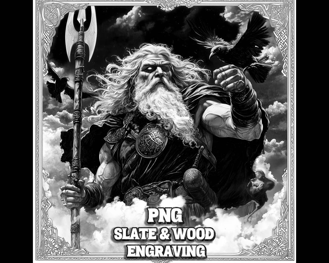 Norse God Odin Laser Burn Files, Nordic Mythology Engraving PNG, Slate ...