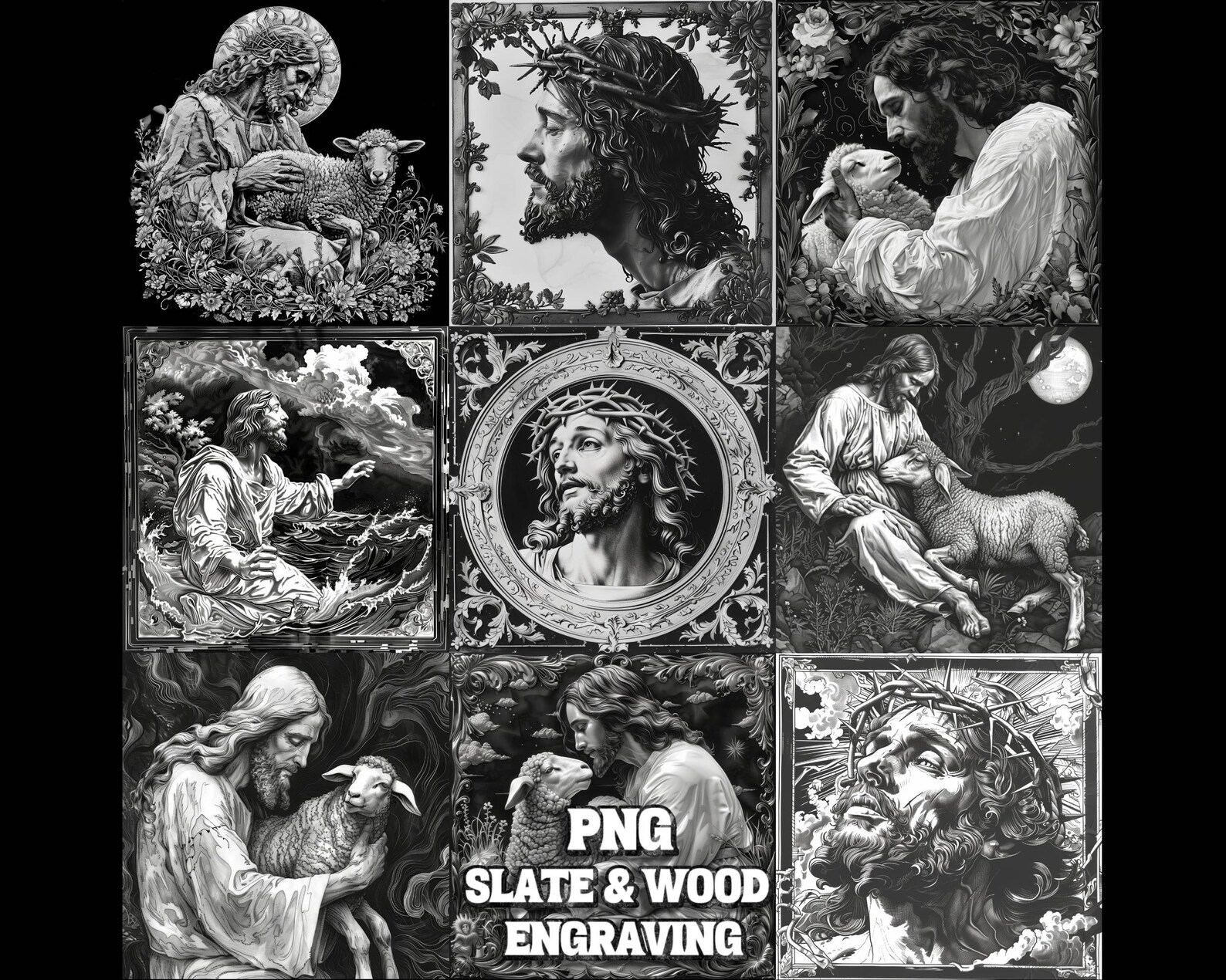 Jesus Engrave PNG Bundle, Religious Laser Burn Set of 9 Files ...