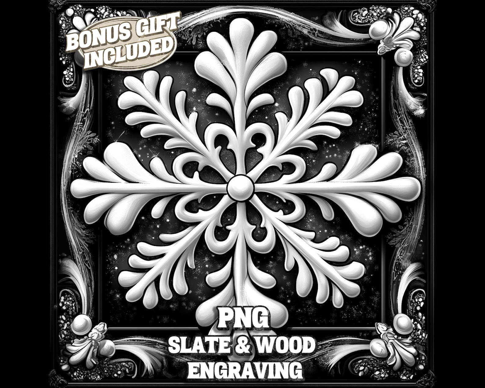 Christmas Snowflake Engraving PNG, Festive Holiday Laser Burn File ...