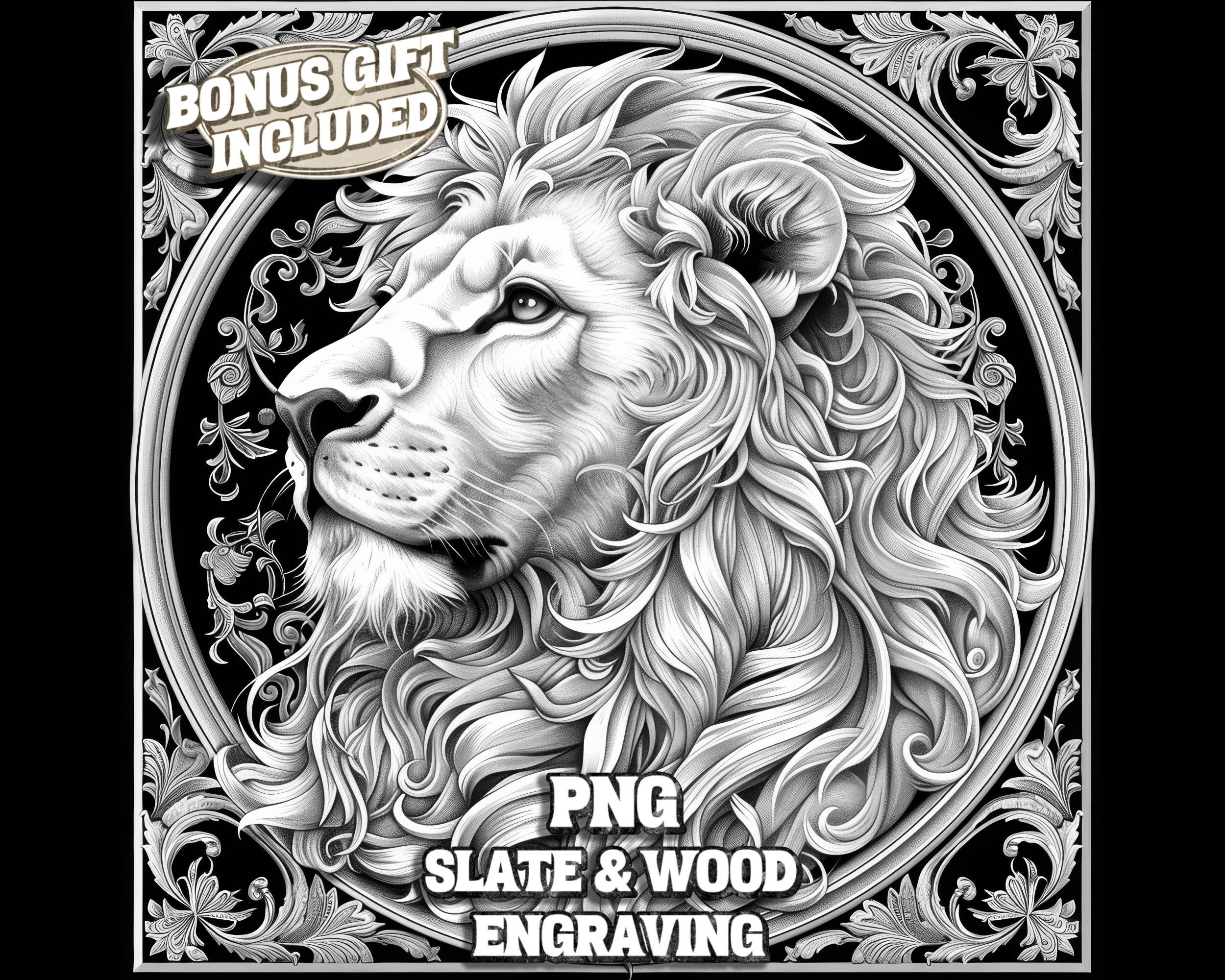 Lion PNG Laser File, Abstract Lion PNG, Slate Coaster Engraved, Laser ...