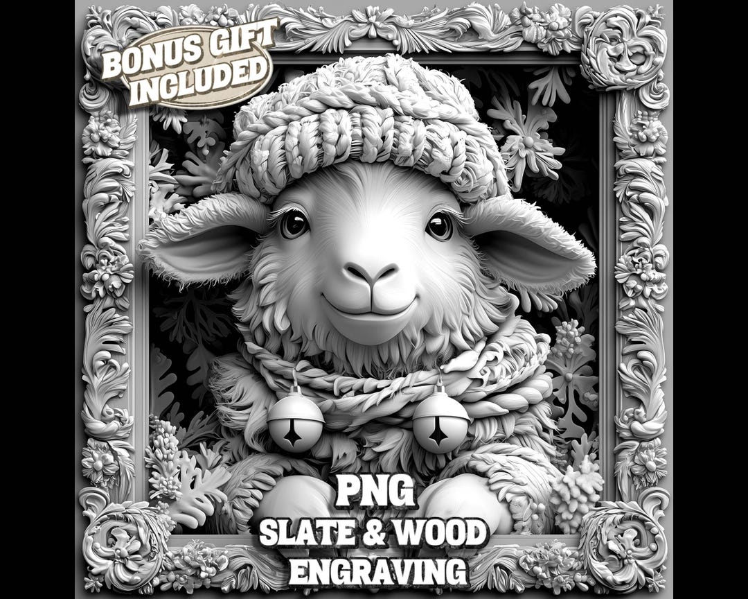 Christmas Sheep Laser Engraving PNG, Cute Animal 3D Illusion PNG ...