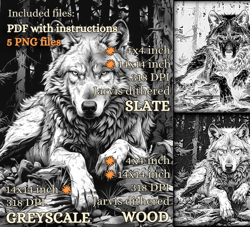Wolf Laser Burn PNG, Anime Style Engrave File, Slate Coaster Engraved ...