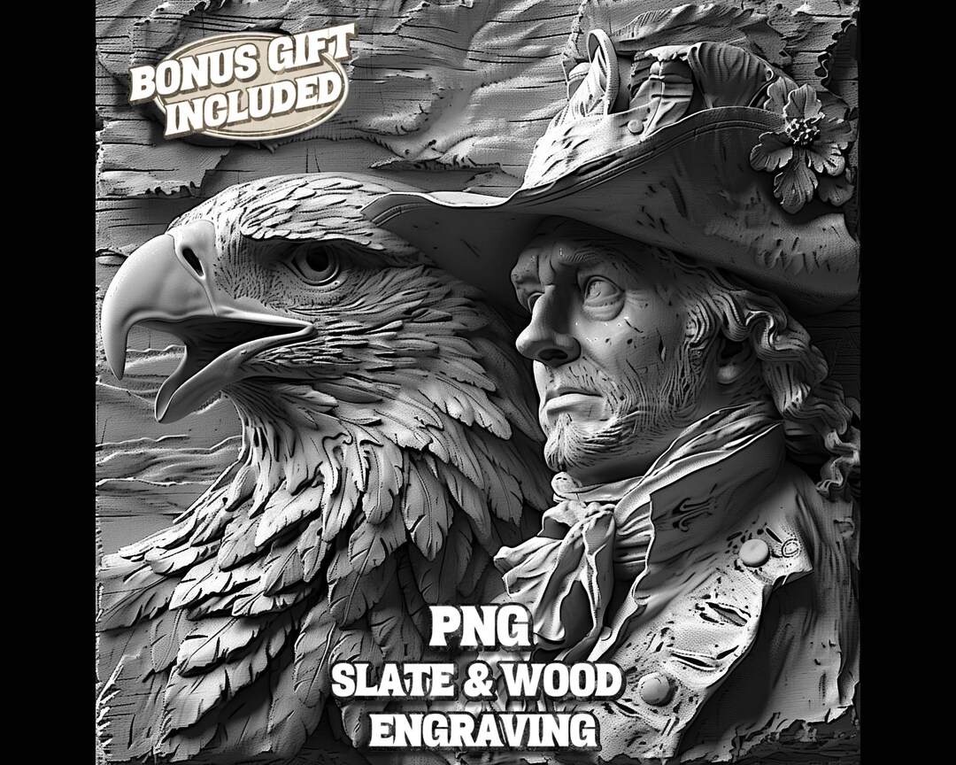 Laser Engrave 3D PNG File, American Bald Eagle Engraving PNG ...