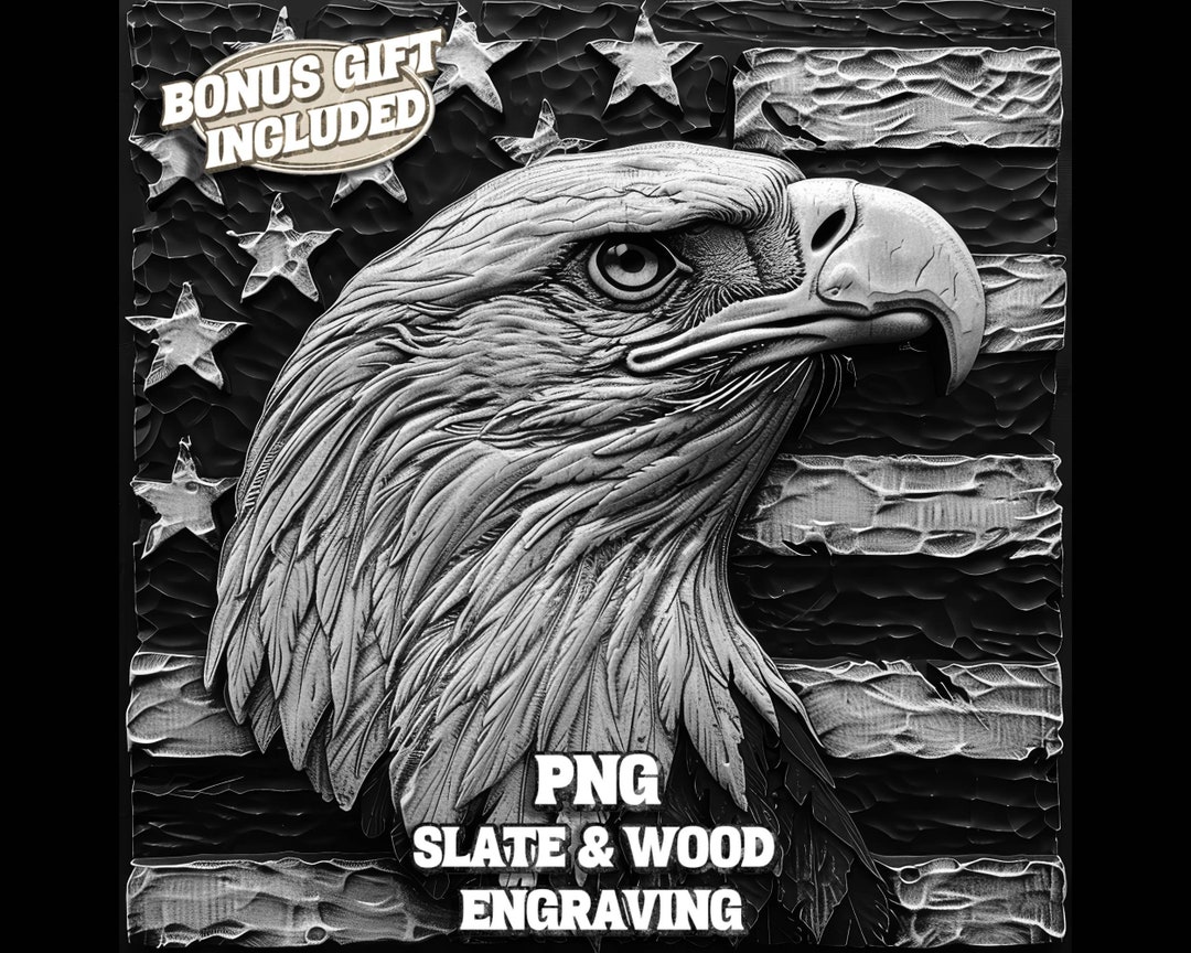 Laser Engrave 3D PNG File, American Bald Eagle Engraving PNG ...