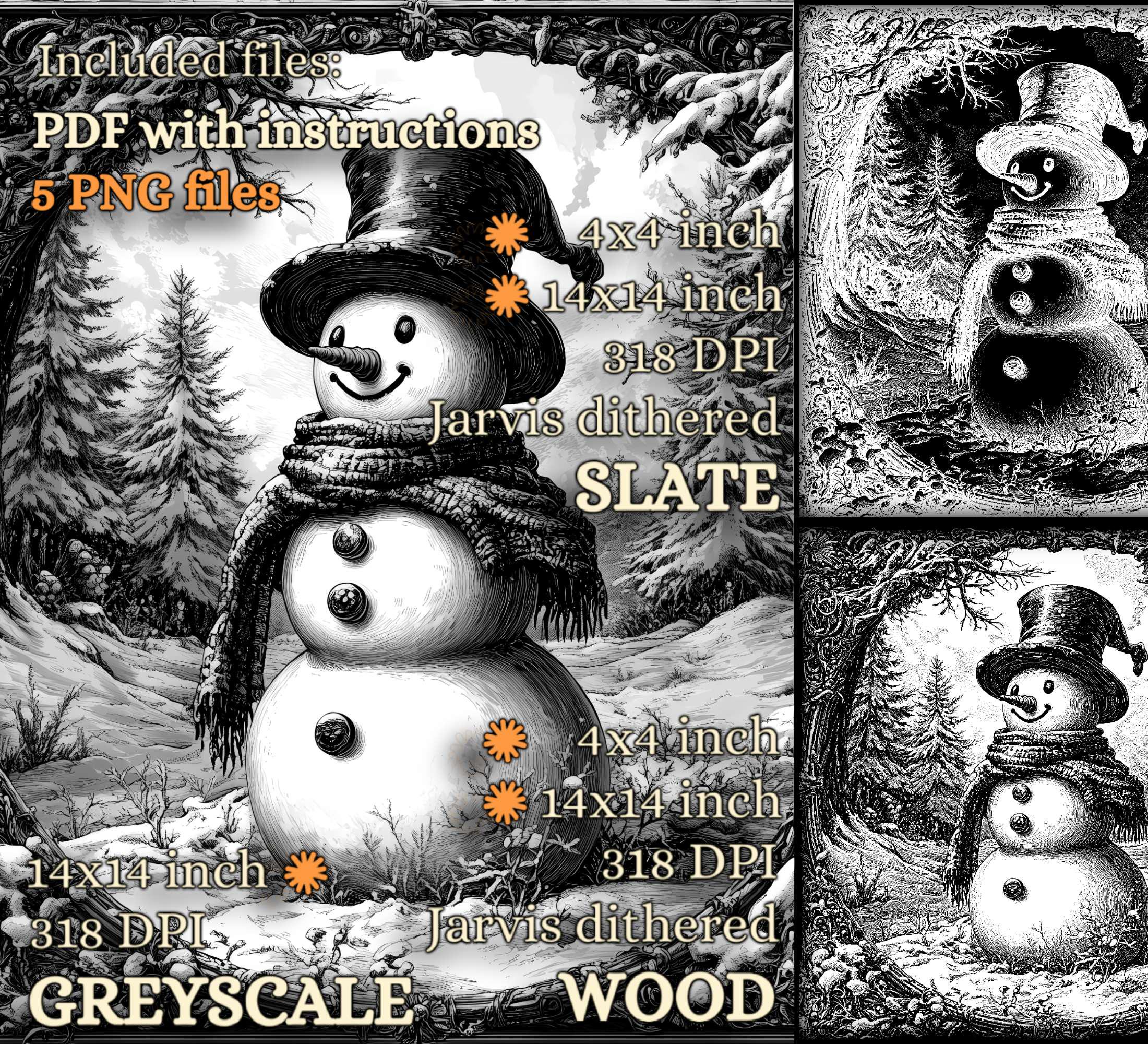 Cute Snowman Laser Engraving PNG, Festive Vintage Snowman Laser Burn ...