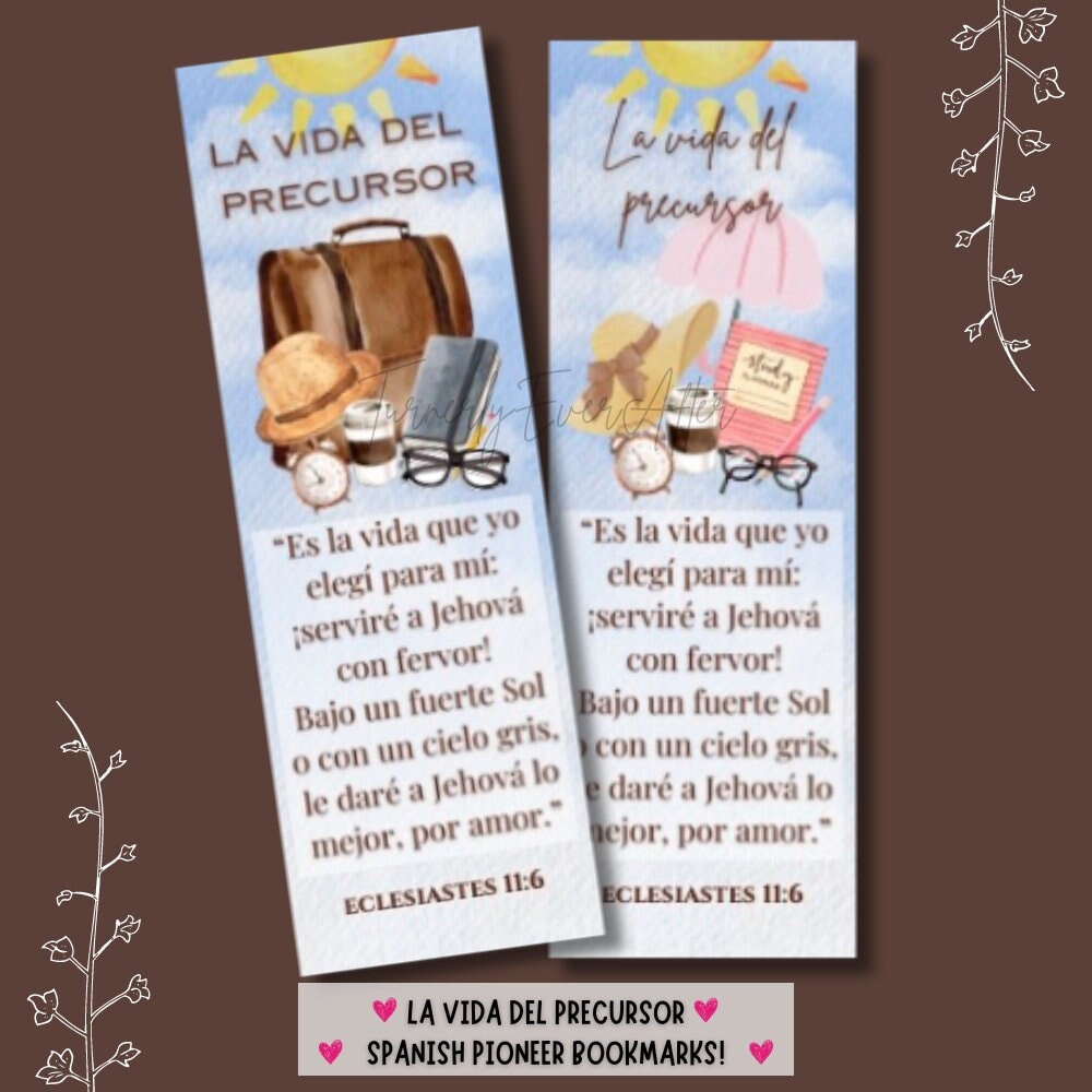 JW Spanish Pioneer Bookmarks Digital Download La Vida Del Precursor ...
