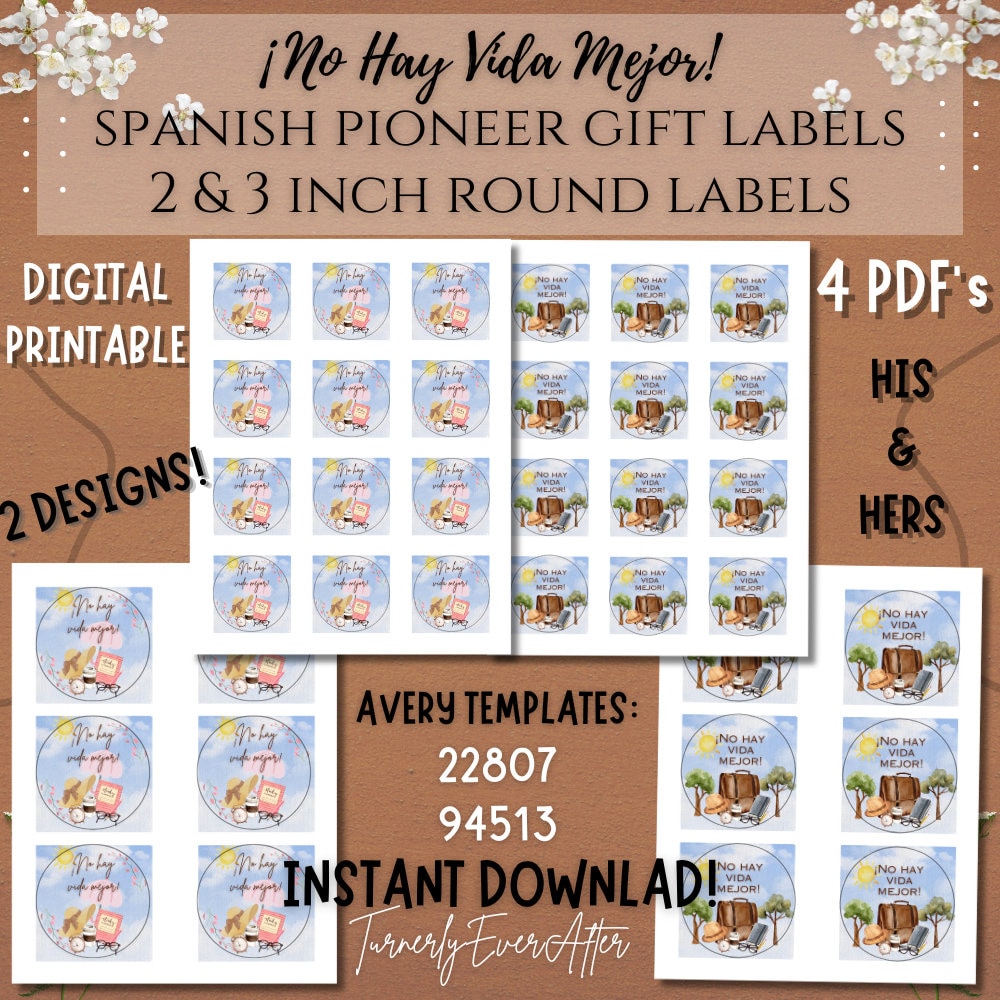 JW Spanish Pioneer Gift Round Labels 2 Inch 3 Inch No Hay Vida Mejor ...