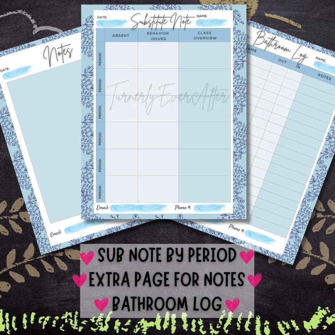 Substitute Teacher Note Template, While You Were Away, High School ...