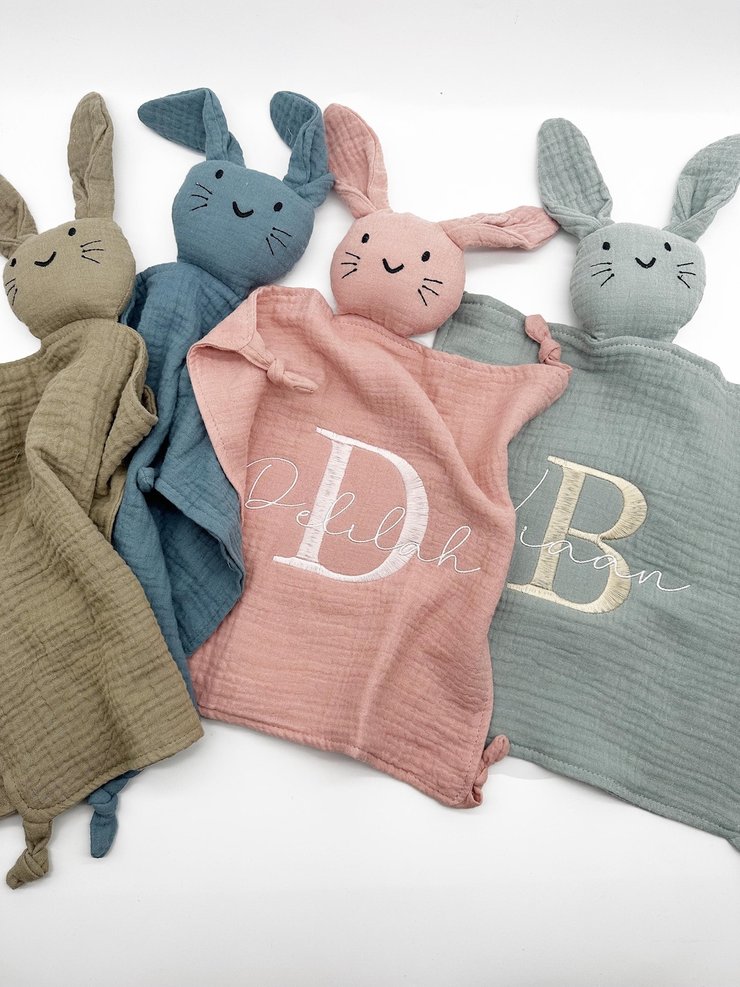 Personalized Embroidered Bunny Comforter: Muslin Baby Blanket - Etsy