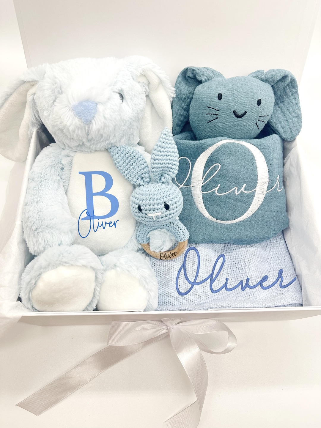Personalised Blue Newborn Baby Gift Box, Baby Boy Gift Set, New Baby ...