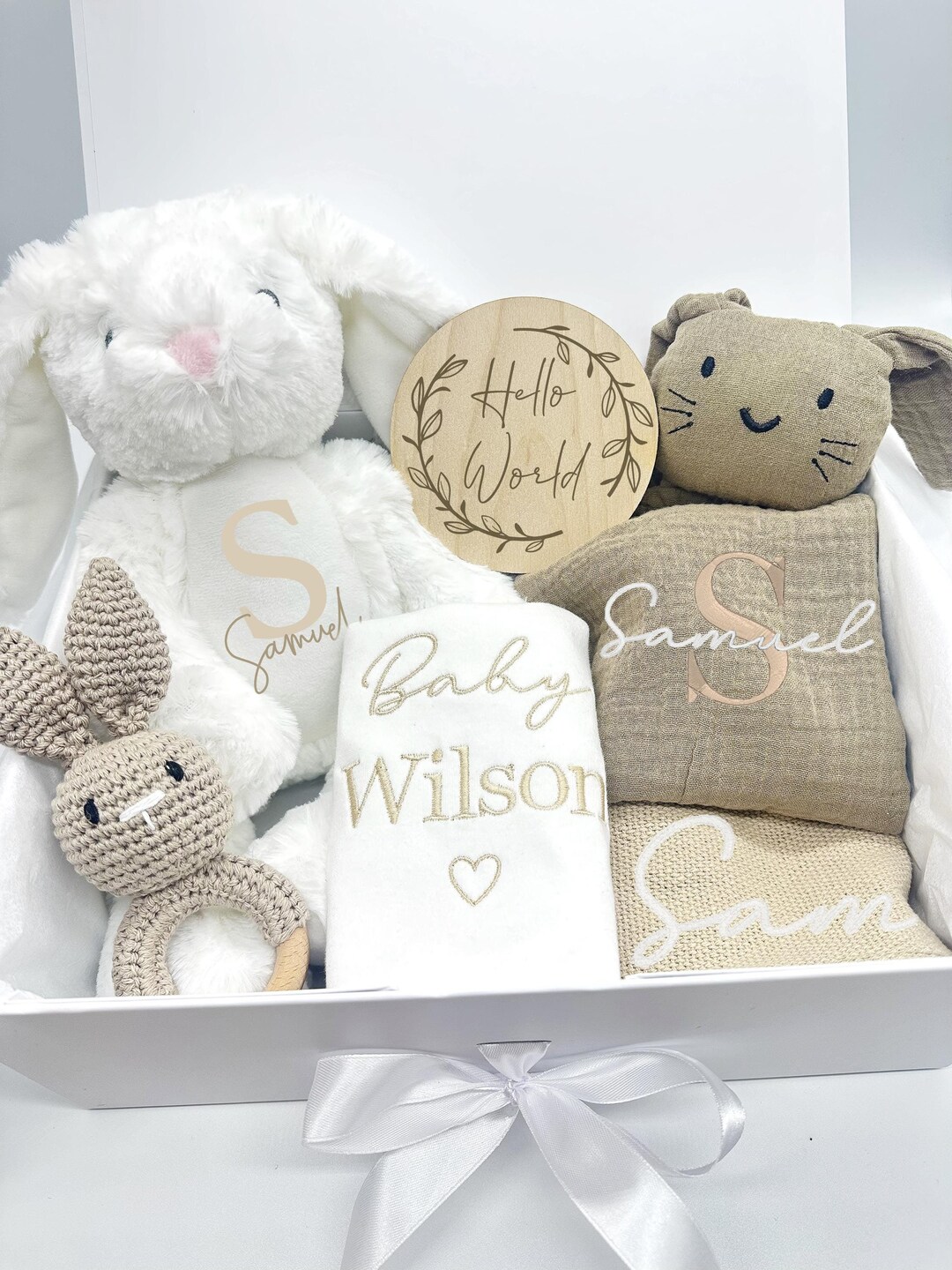 Personalised Neutral Newborn Baby Gift Box, Baby Gift Set, New Baby ...