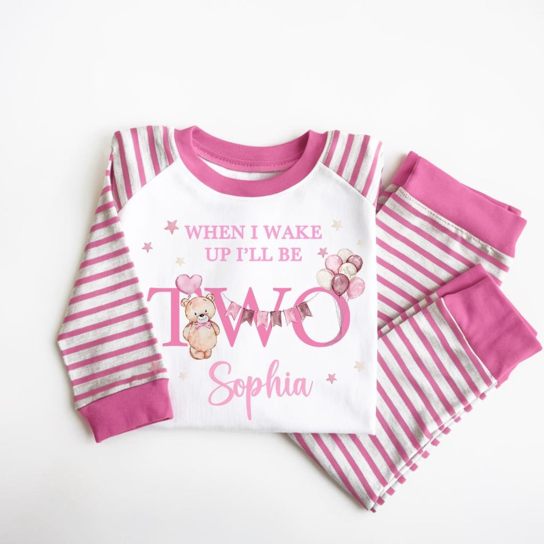 Personalized 2nd Birthday Pyjama Set: 'when I Wake up I'll Be Two' Kids ...