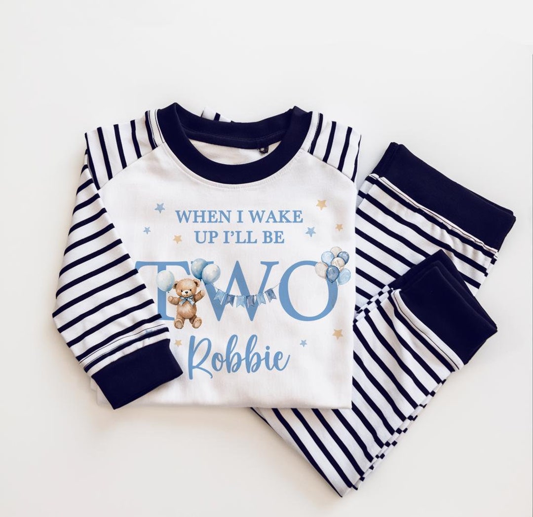 Personalized 2nd Birthday Pajama Set: 'when I Wake up I'll Be Two' Pjs ...