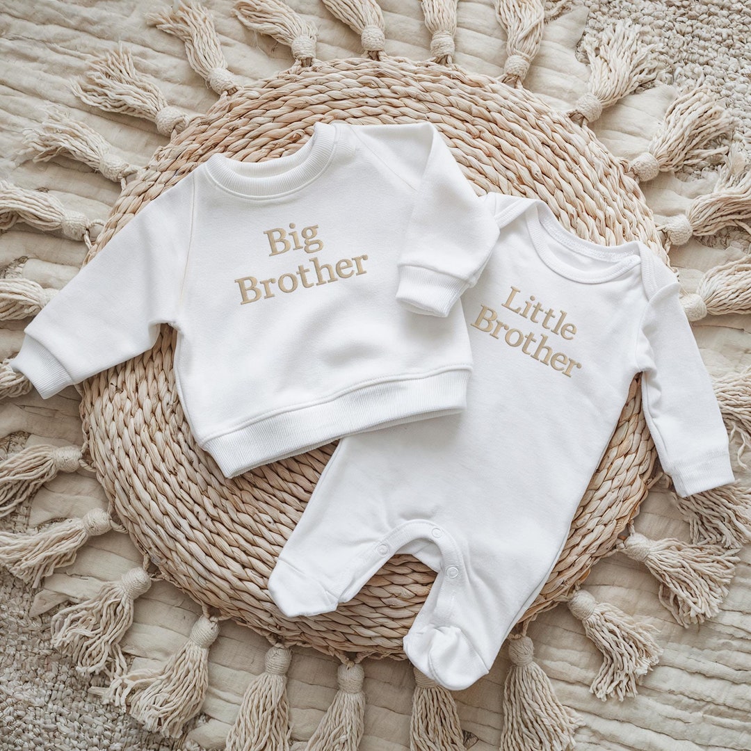 Embroidered Big Brother Sweatshirt & Little Brother Sleepsuit Set - Etsy UK