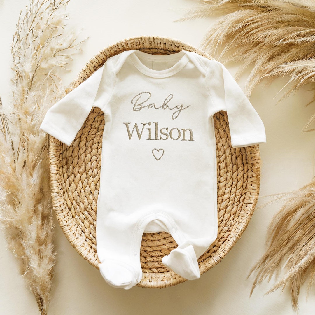 Embroidered Personalised Baby Sleepsuit: Newborn Gift Baby Vest - 001 ...