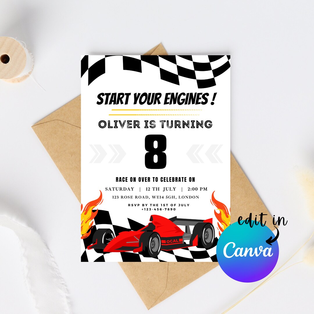 Start Your Engines Birthday Invitation With Envelopes-20