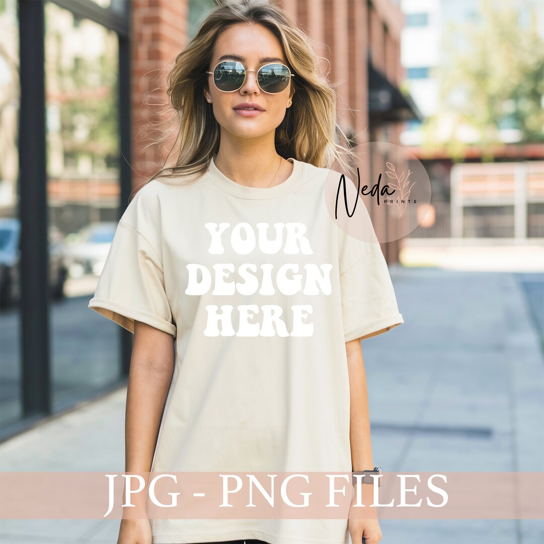 Light Beige T-shirt Mockup, Soft Cream Shirt, Crewneck T-shirt , Sand ...