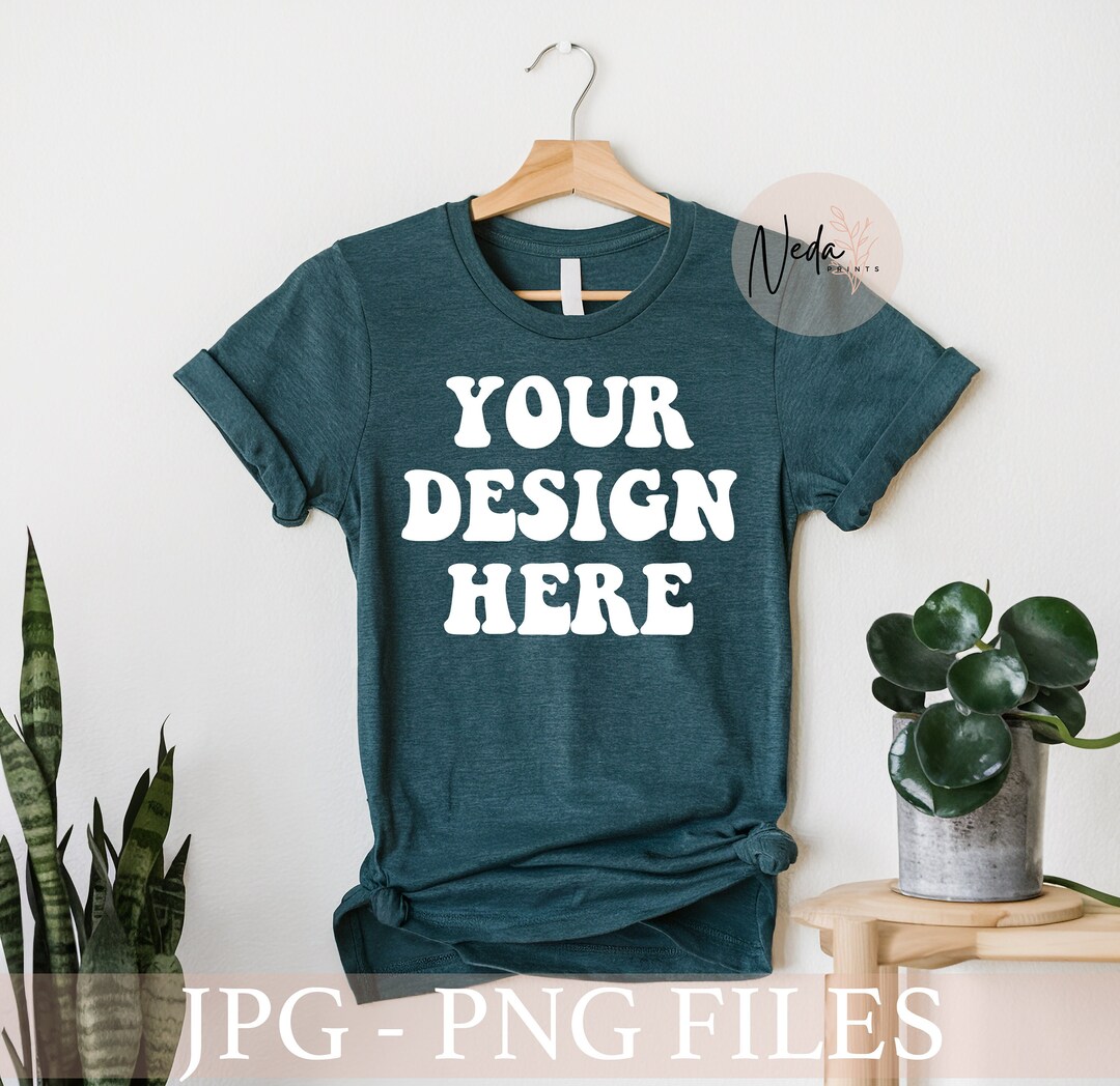 Deep Teal T-shirt Mockup, Crewneck T-shirt Mockup, T-shirt Mockup ...