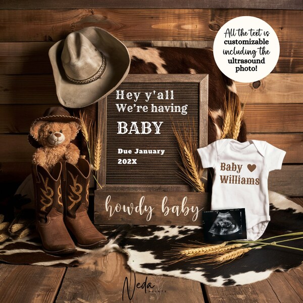 Western Baby Announcement - Etsy