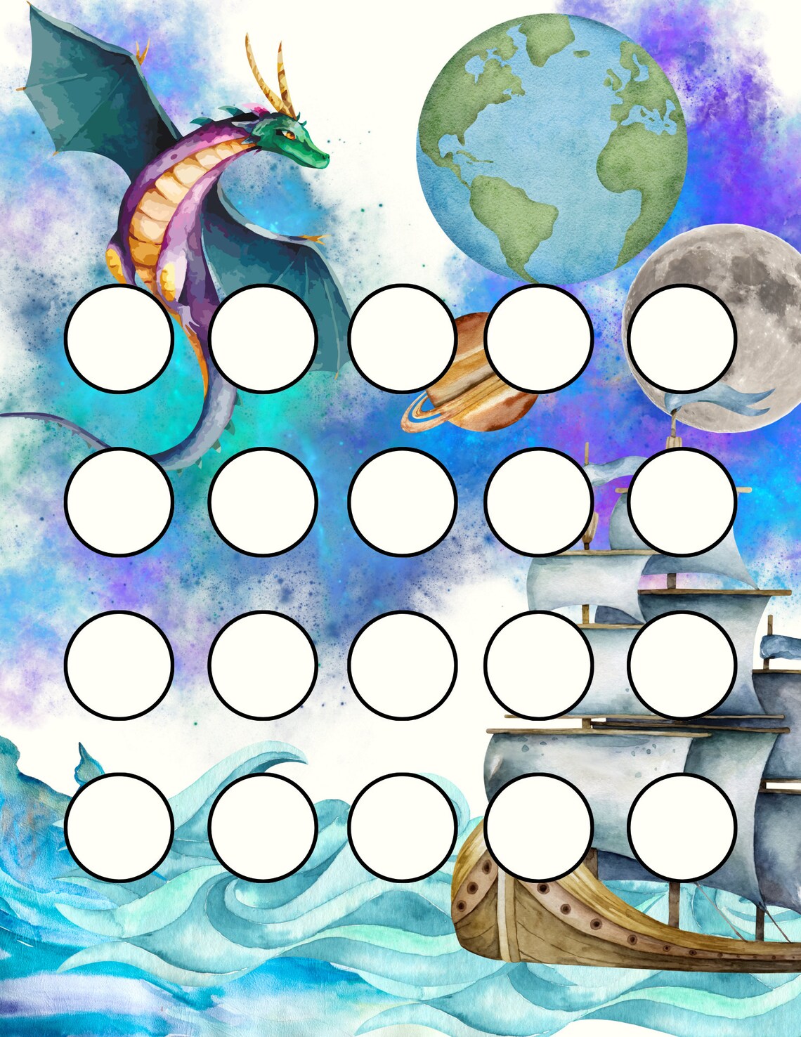 Dragon Reading Progress Chart,reward Chart, Reward Log, Cute Sticker ...