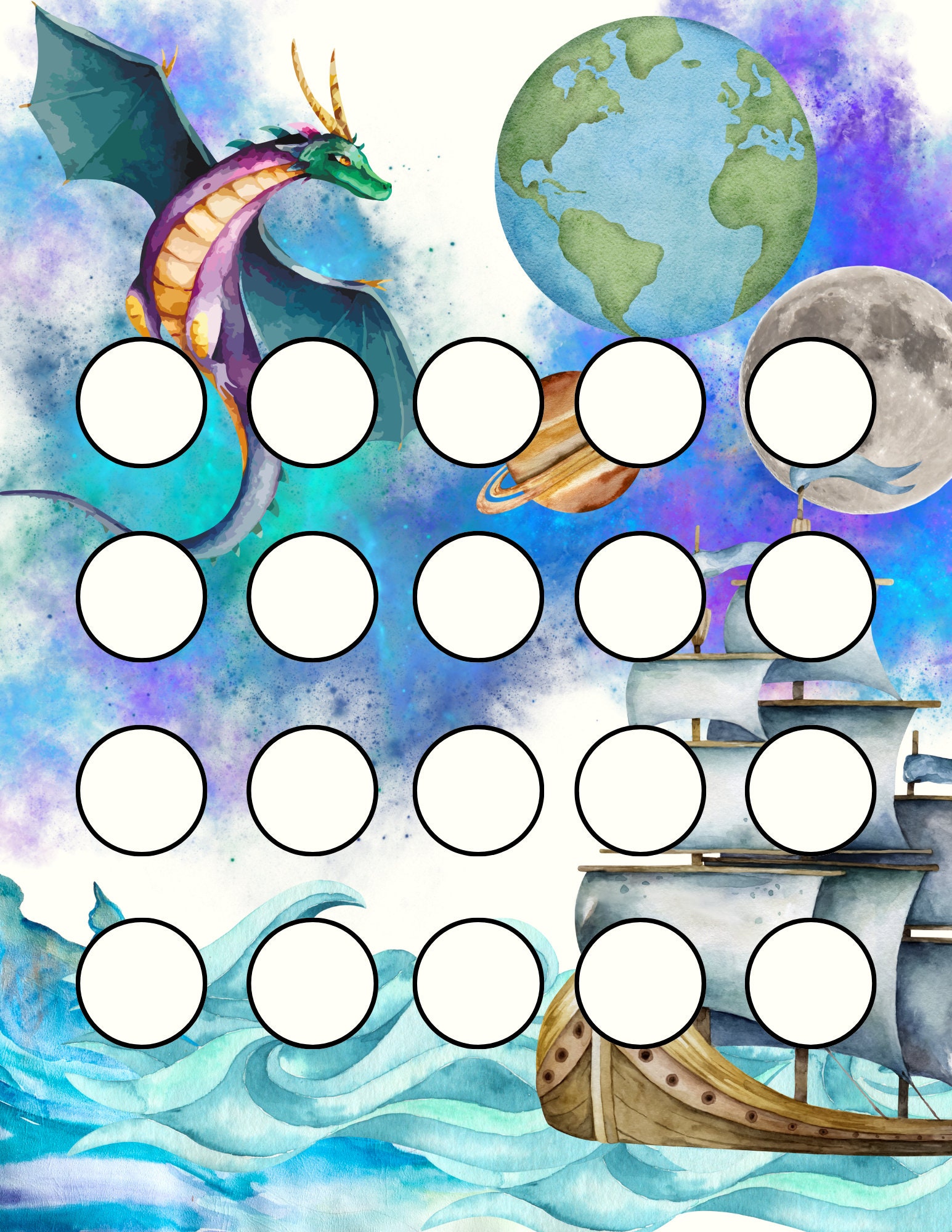 Dragon Reading Progress Chart,reward Chart, Reward Log, Cute Sticker ...