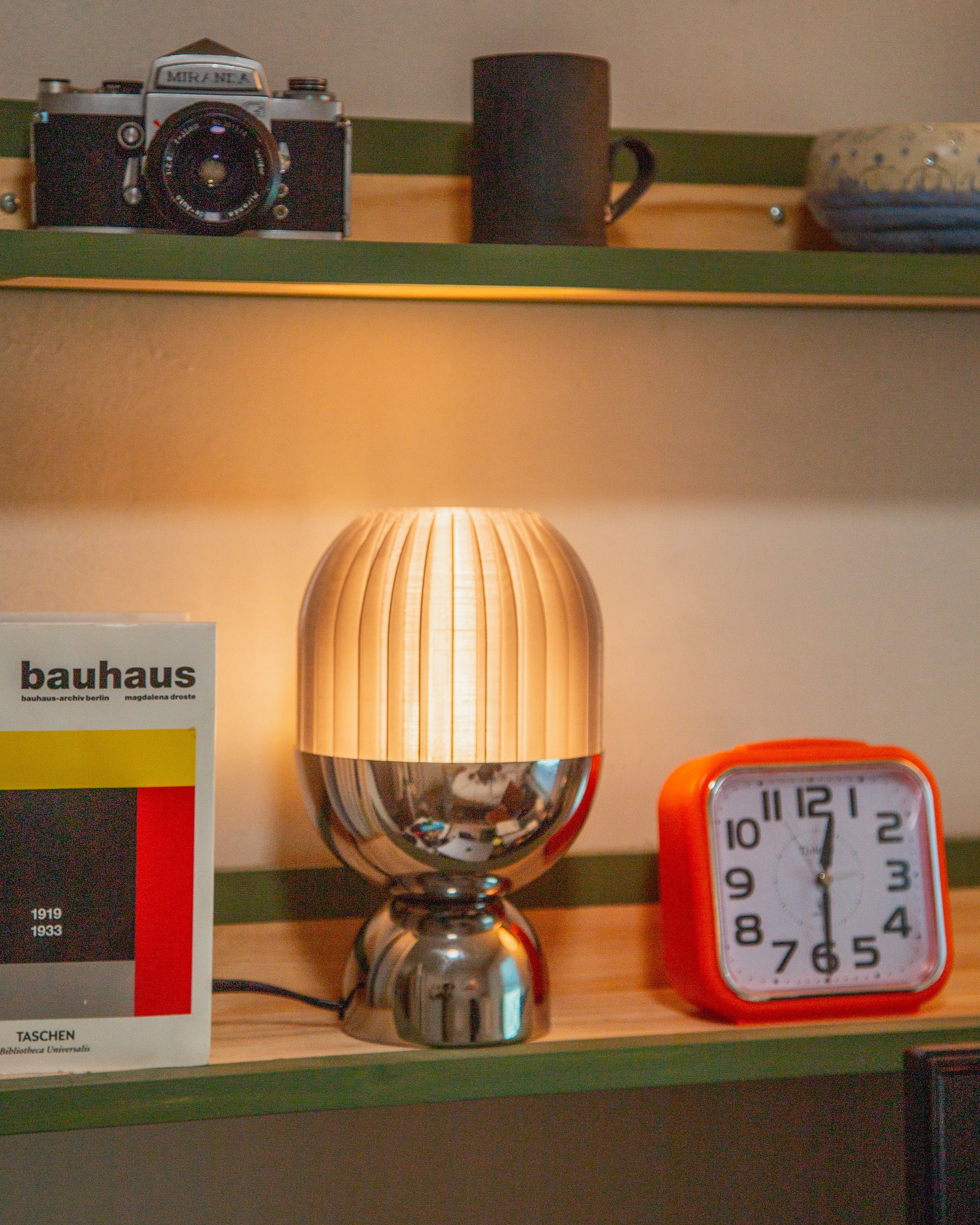 Mid Century Modern Table Lamp, 3D Printed MCM Convex Mirror Retro ...