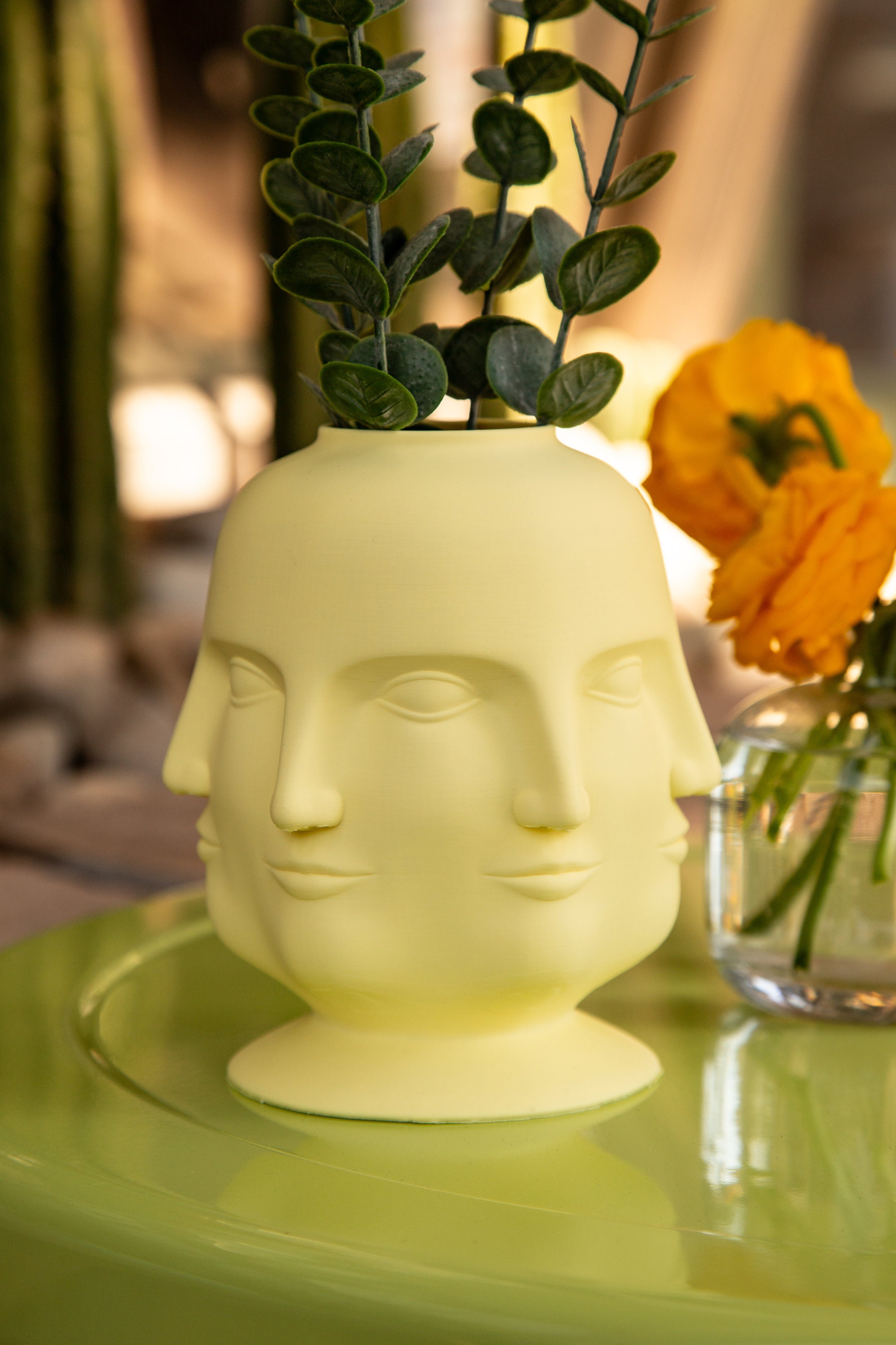 Polyface Planter Vase Lady Face Sculpture Flower Pot Unique Multifaced ...