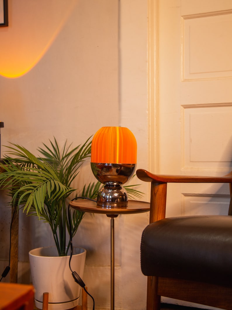 Mid Century Modern Table Lamp, 3D Printed MCM Convex Mirror Retro ...