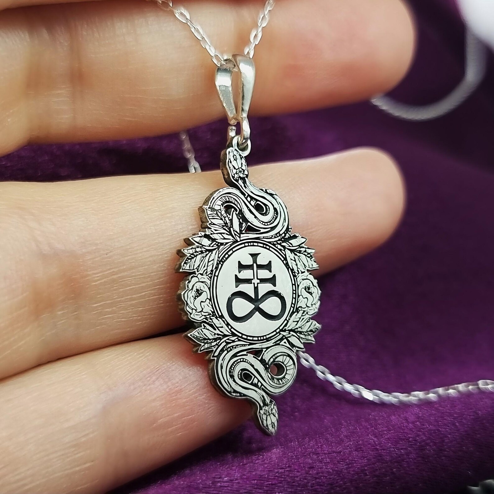 Sterling Silver Leviathan Cross Snake Pendant: Gothic Occult Jewelry - Etsy